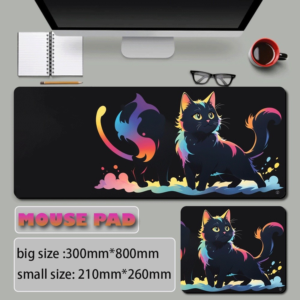 Jual black cat Mousepad Gaming slip resistant DeskMat Mouse Pads ...