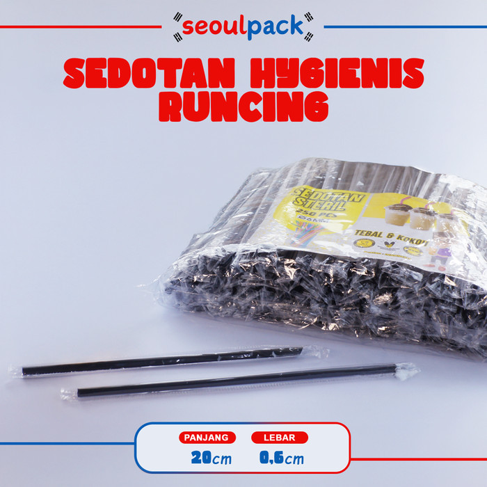 Jual Sedotan Plastik Steril Hitam 6mm x 20cm (250pcs) - Sedotan ...