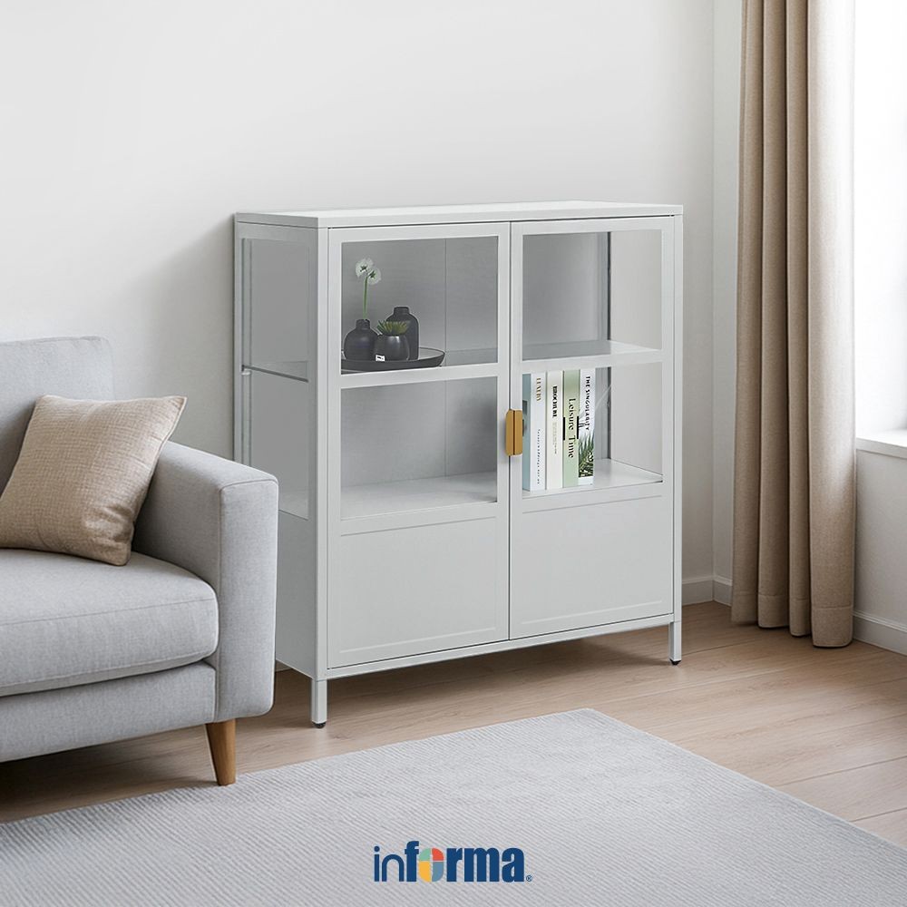 Jual Informa Penny Kabinet 2 Pintu Kaca Low - Abu-Abu Muda Lemari ...
