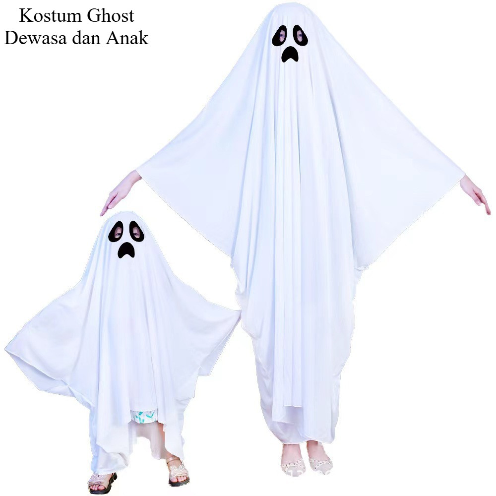 Jual HW39 Kostum Cosplay Hantu Ghost Mata Hitam Lidah Merah Smiley Face ...