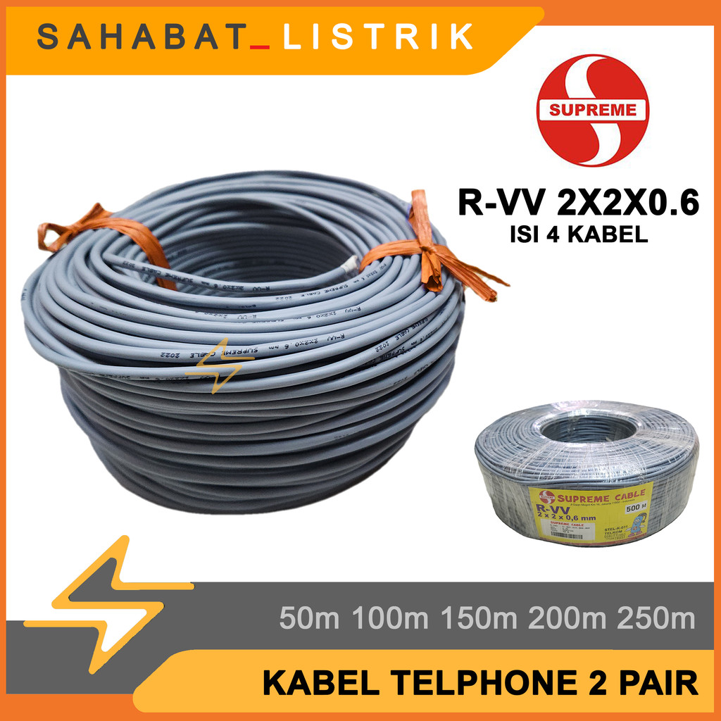 Jual KABEL TELP TELFON TELEPHONE SUPREME ITC 2 PAIR 2X2X0.6 VARIAN 50M ...