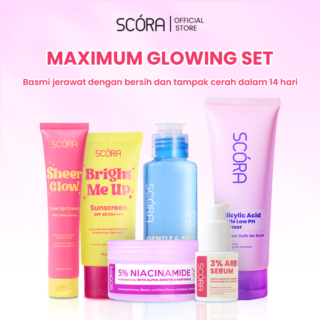 Jual MAXIMUM GLOWING SET: SCORA 5% Niacinamide Hydramoist Gel with ...