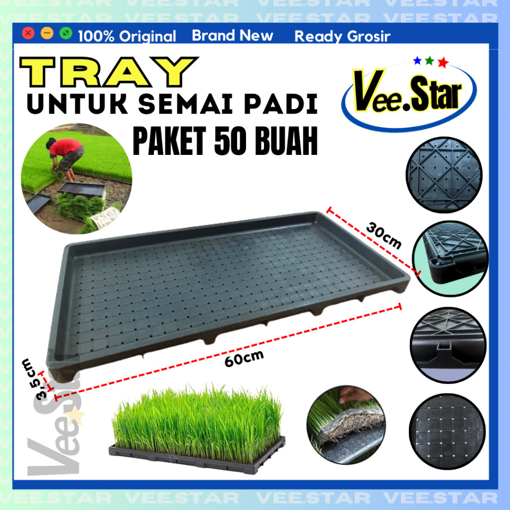 Jual TRAY SEMAI BIBIT PADI / ALAT SEMAI PADI / RICE SEEDLING 50TRAY ...