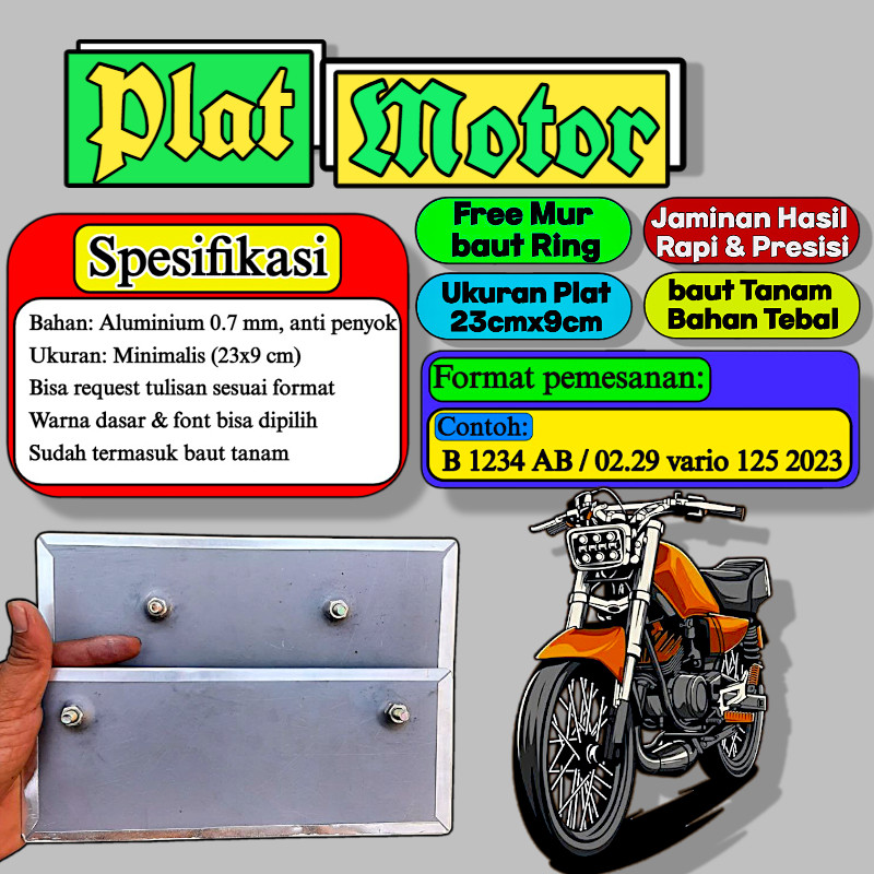 Jual Custom Plat Variasi Warna Putih Baut Tanam | Shopee Indonesia
