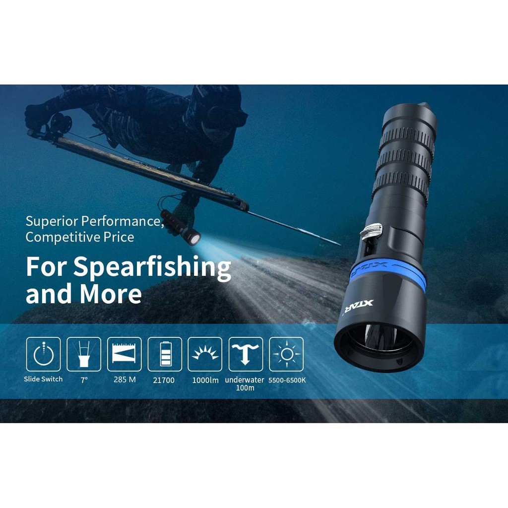 Jual XTAR Senter LED Scuba Diving Flashlight Powerful 1000 Lumens - DS1 ...