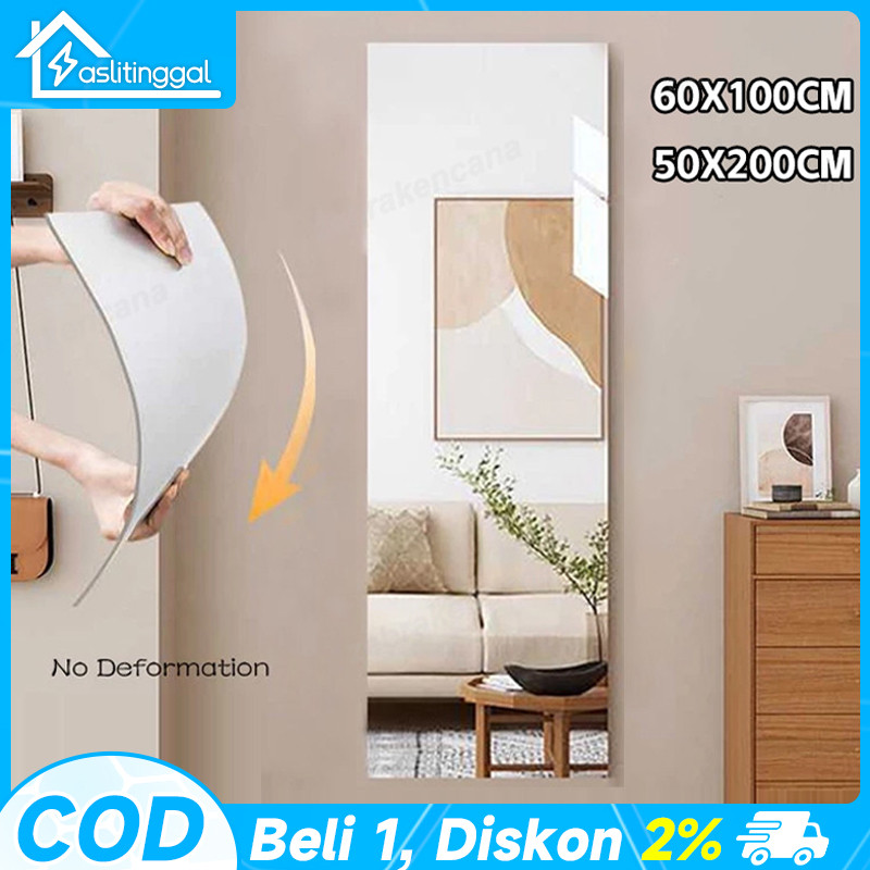 Jual 【COD】 60*100CM 50X200CM Mirror Stiker Dinding /Sticker Tempel ...