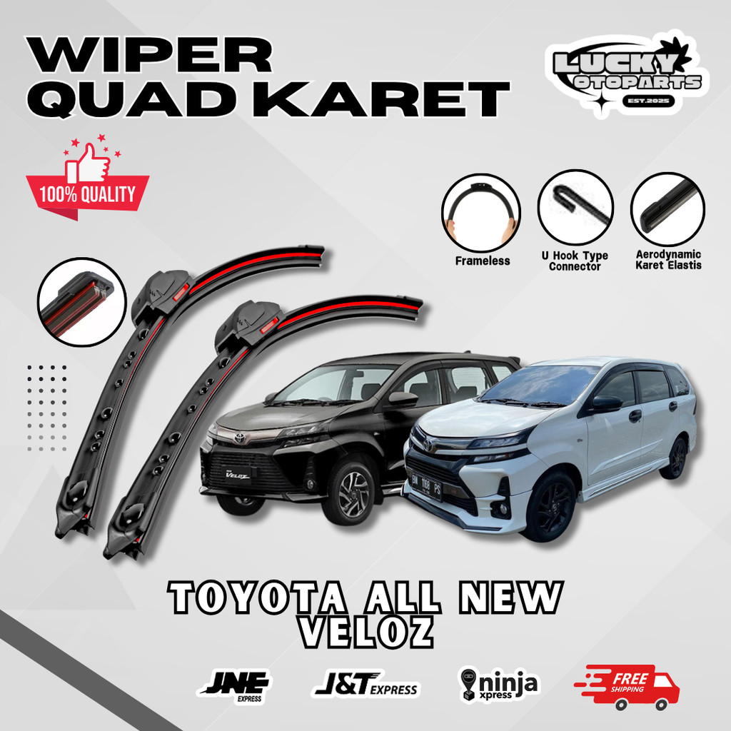 Jual Wiper Mobil Frameless Quad Karet Toyota Avanza Veloz 2021 - Sekarang Sepasang 1 Set Kiri ...