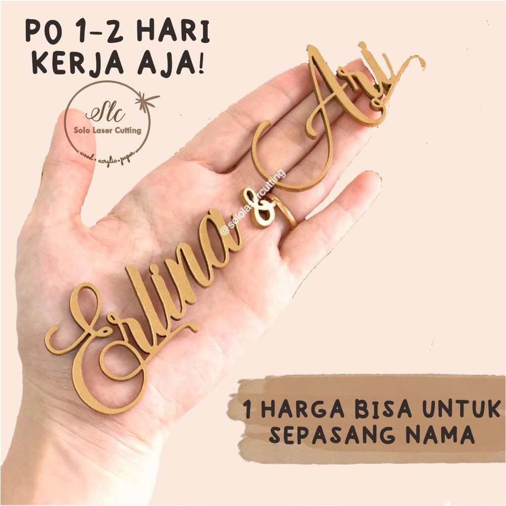Jual NAMA Kayu Custom dekorasi Mahar Laser Cutting | ukiran nama ...