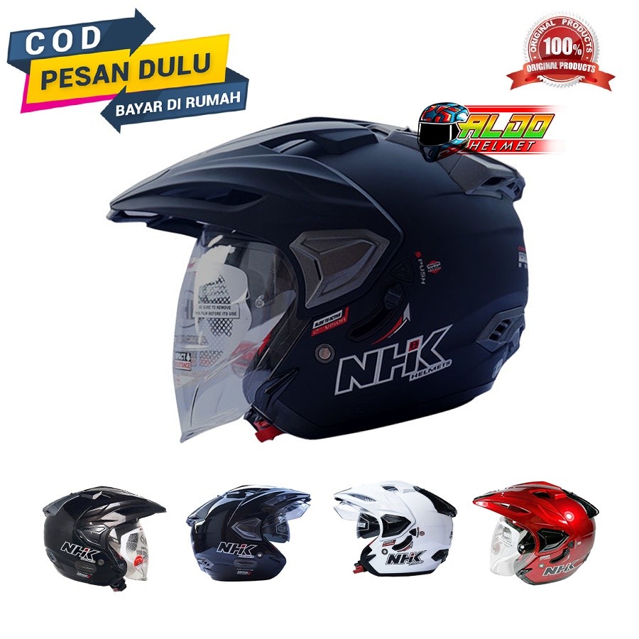 Jual HELM NHK PREDATOR CRYPTON SOLID BLACK DOFF | Helm NHK DOUBLE VISOR ...