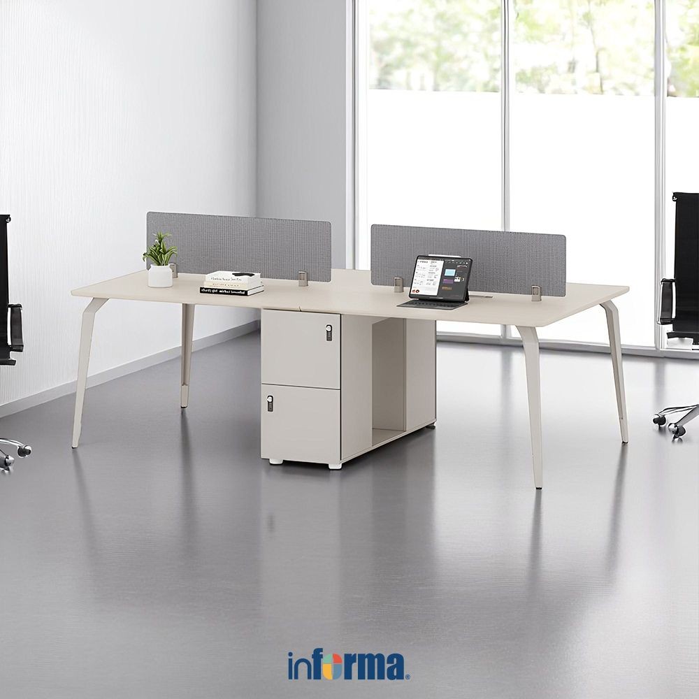 Jual Informa Maven Meja Kantor 4S Dengan Screen - Abu-Abu/Cokelat Oak ...