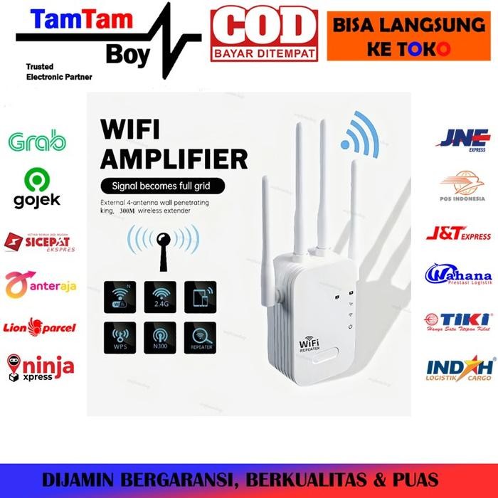 Jual Router Wifi Repeater 300mbps Wireless Range Extender Signal Perluas Jangkauan Sinyal With 4 ...