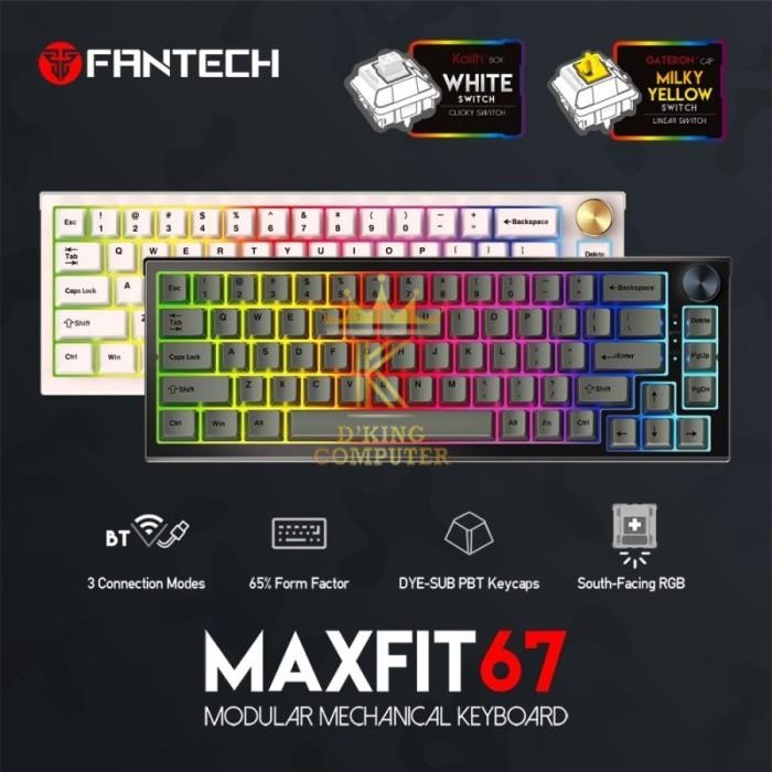 Jual Fantech Keyboard Mechanical MK-858 MAXFIT67 (White Switch) - Putih ...