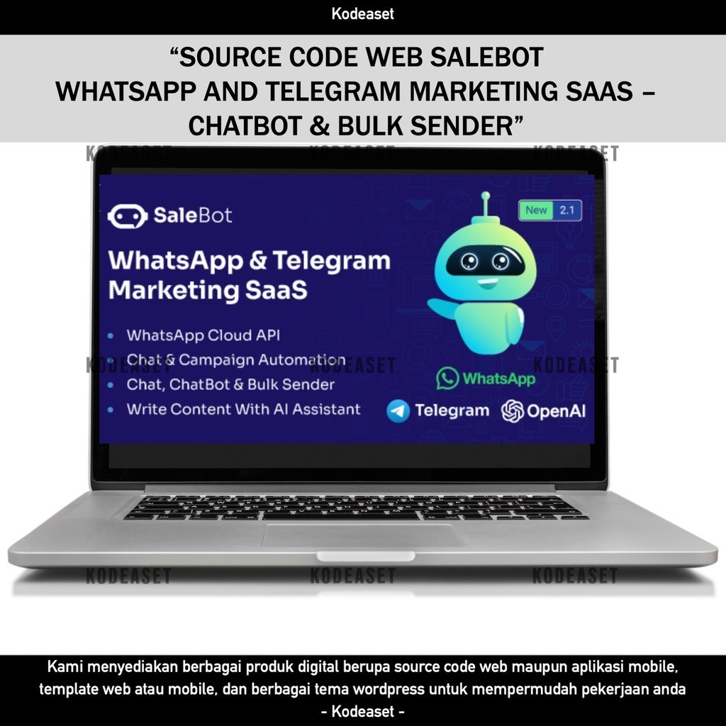 Jual SOURCE CODE APLIKASI WEB SALEBOT - WHATSAPP AND TELEGRAM MARKETING SAAS - CHATBOT & BULK ...