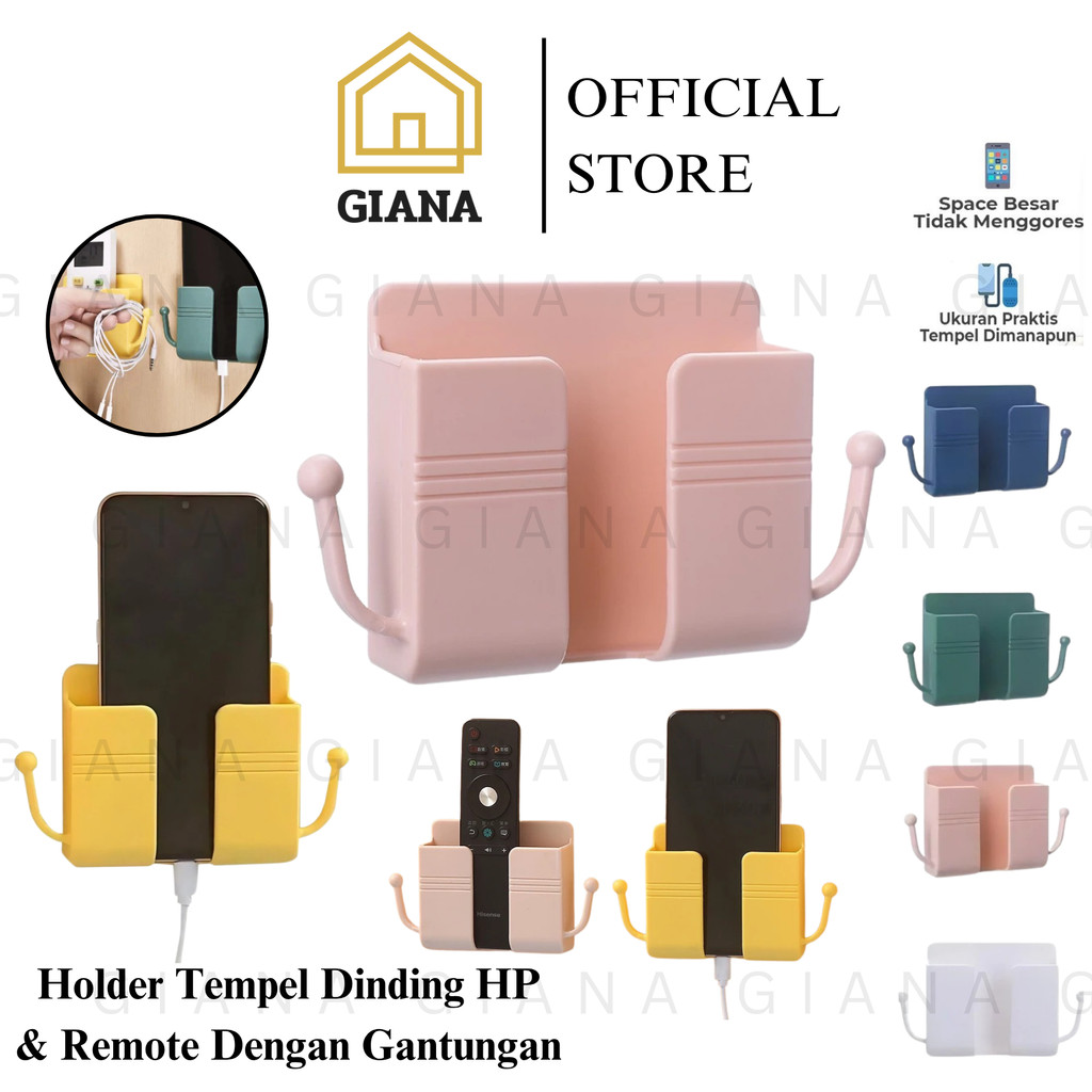 Jual GIA Rak Holder Tempel Dinding 2 in 1 HP Remote Hook Tempel Dinding ...