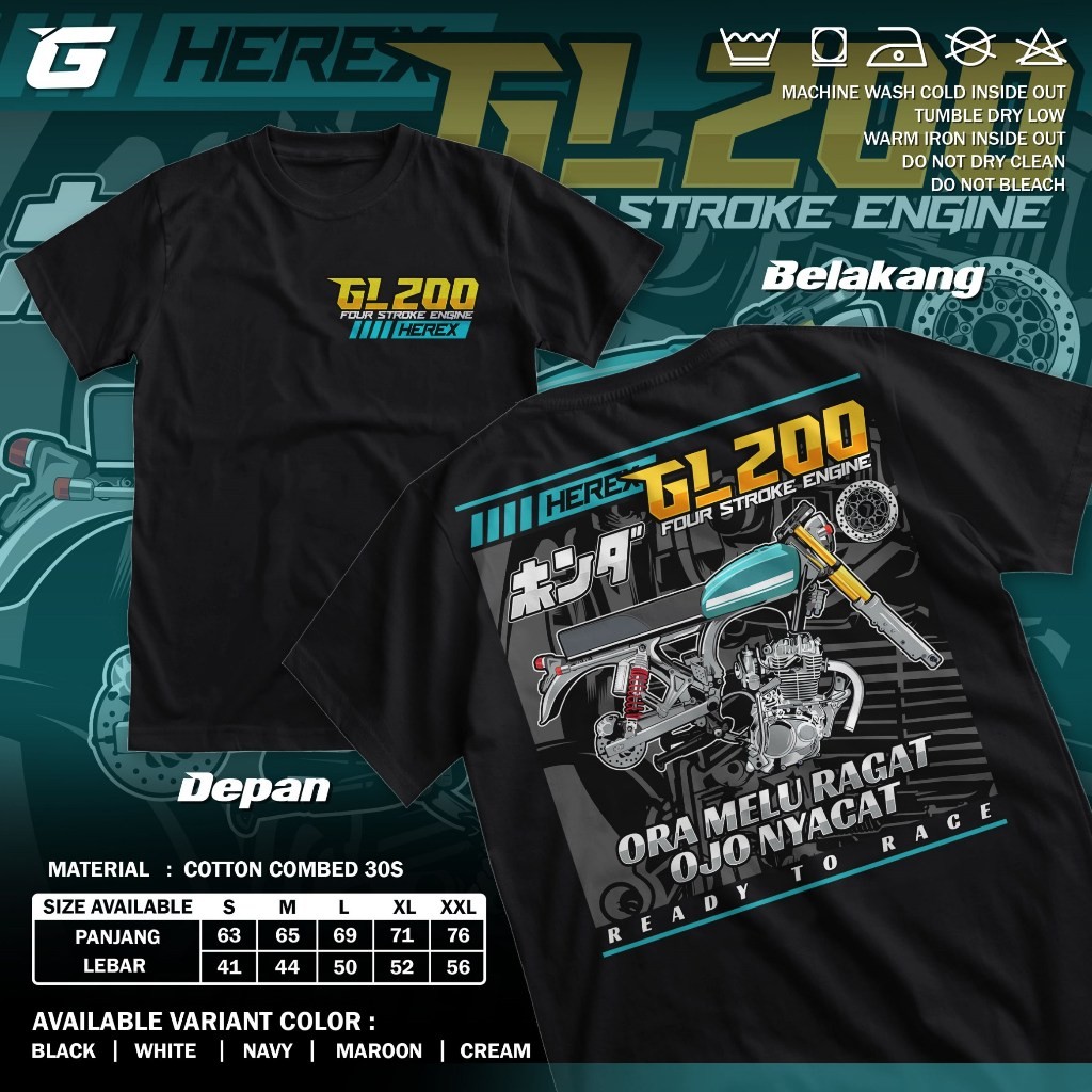 Jual Kaos Racing Honda GL 200 Ora Melu Ragat Ojo Nyacat Four Stoke Engine Baju Distro Motor ...