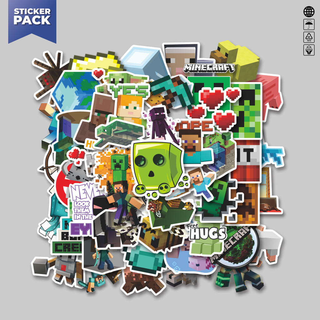 Jual [100PCS]Stiker Pack Stiker Kartun Minecraft Stiker Aesthetic Vinyl ...