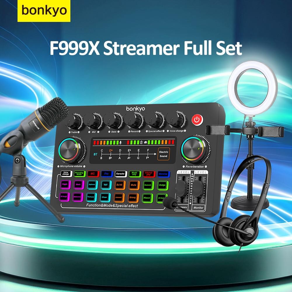 Jual Bonkyo Paket Streaming Lengkap F999X: Sound Card + Mikrofon M100 ...
