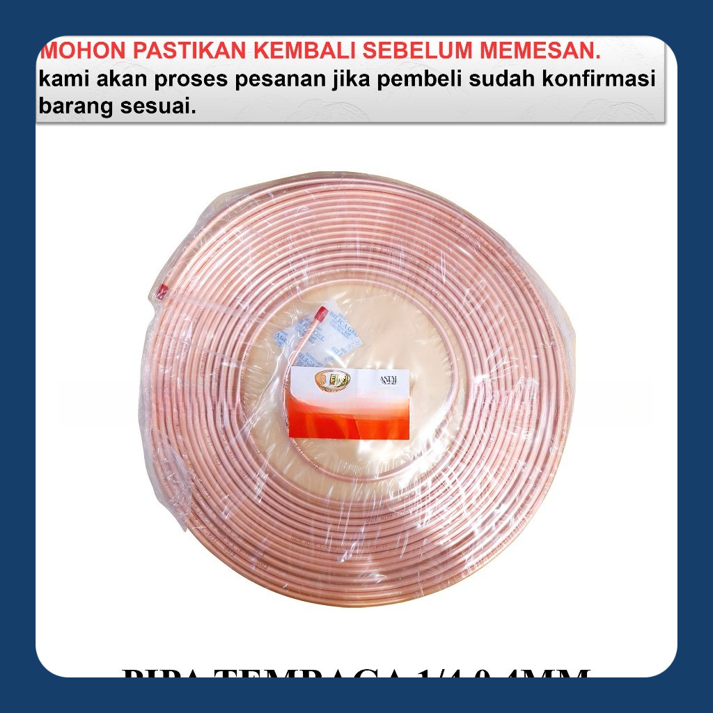 Jual PT1/4T PIPA TEMBAGA / COPPER PIPE / PIPA TEMBAGA 1/4 0.4MM (HARGA ...