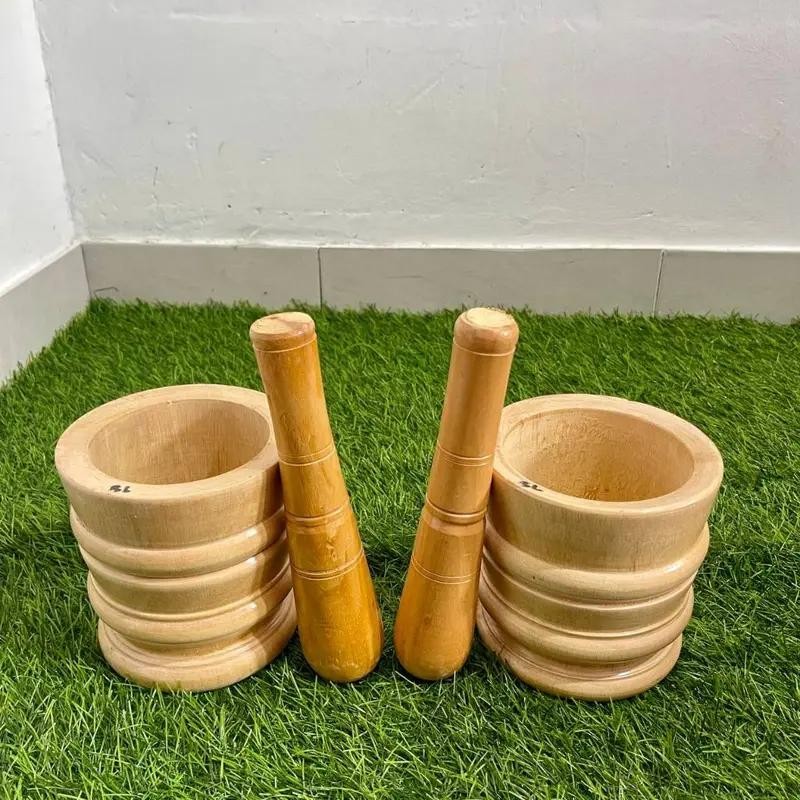 Jual Set Lumpang Kayu tumbukan alu Alat penghalus bumbu dan penumbuk ...