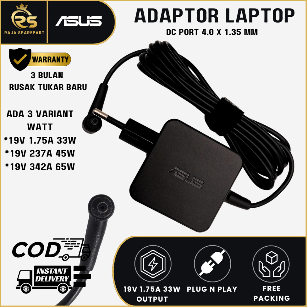 Jual Charger Laptop Asus VivoBook Original Pin Kecil 33W 45W 65W X200CA ...