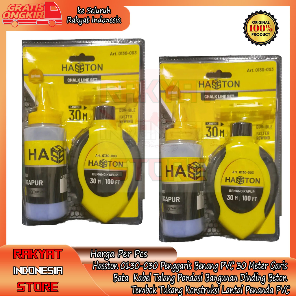 Jual Hasston 0130-030 Penggaris Benang PVC 30 Meter Sipatan Penarik ...