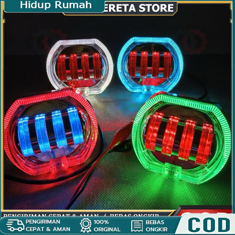 Jual Lampu Utama Biled Projector Mode Projie Biled 4 LED 8D Plus Shroud ...