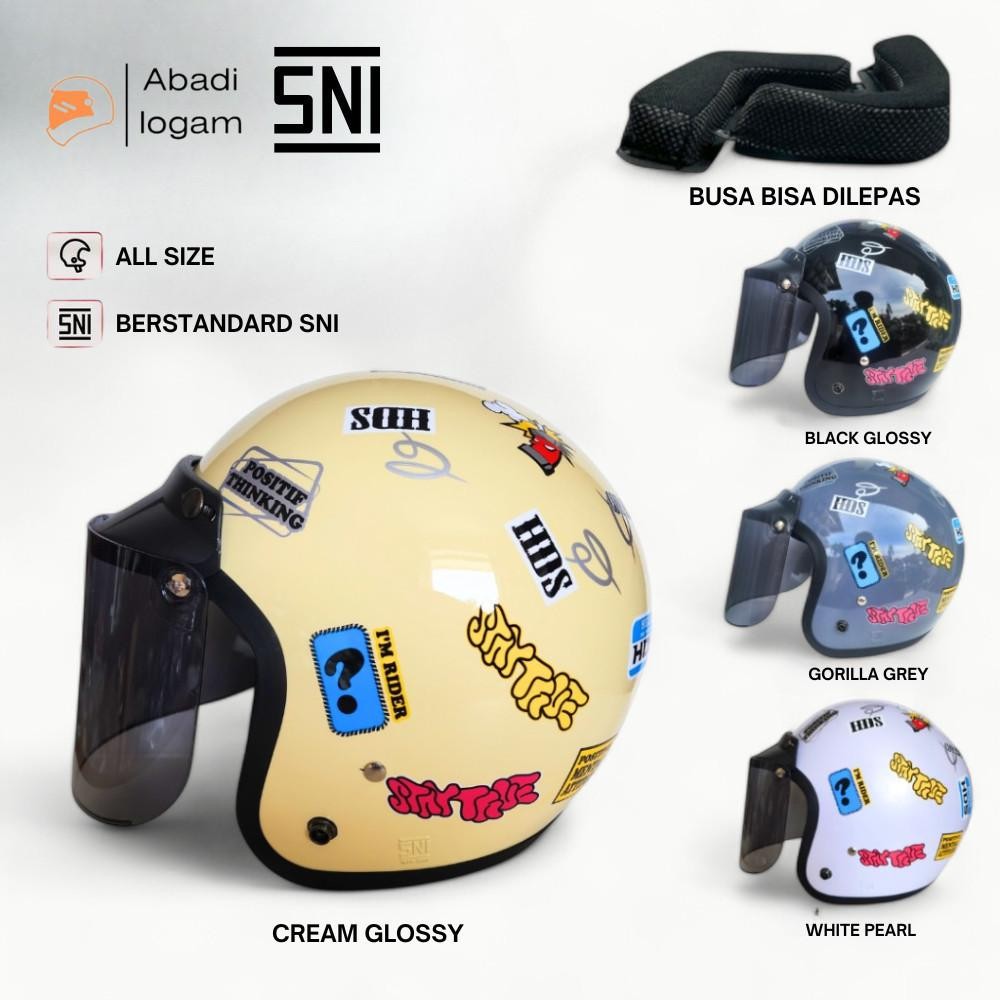 Jual Helm Bogo Dewasa Classic Crooz Murah HDS Helmet SNI Half Face ...