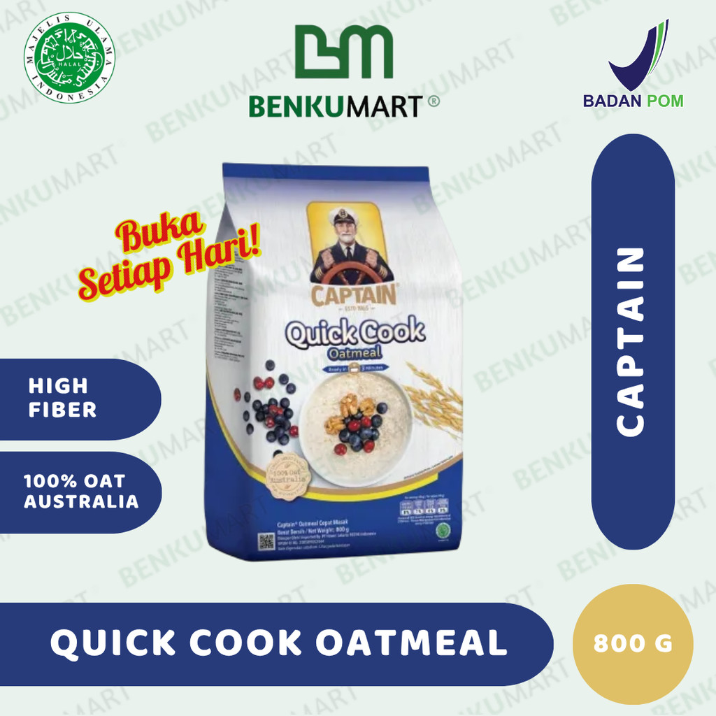 Jual Captain Oats Quick Cook Oatmeal (800 gr) Biru/Blue | Shopee Indonesia