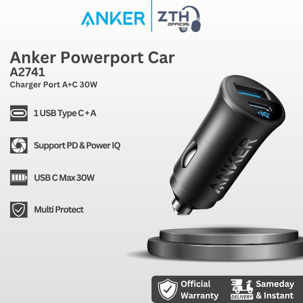 Jual Anker Car Charger Mobil 30W 2 Port USB Type A/C - A2741 | Shopee ...