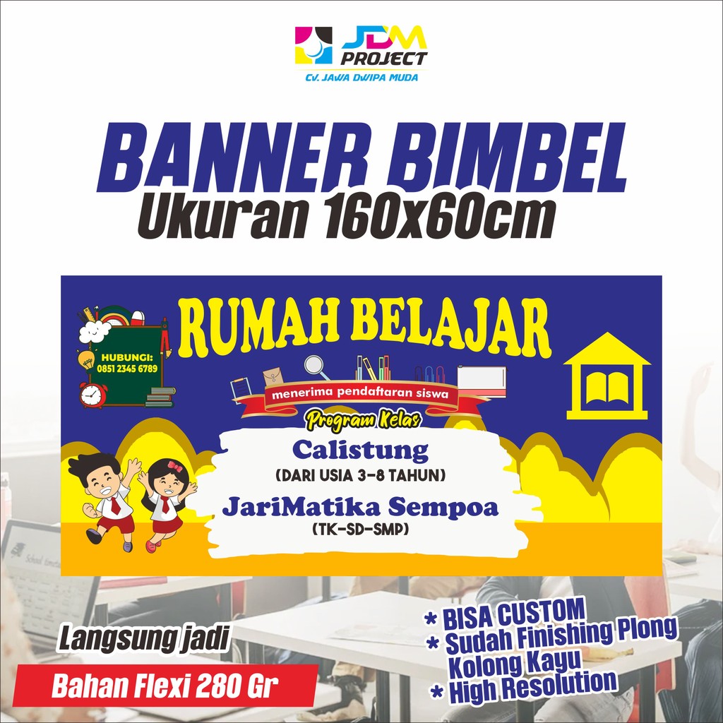 Jual JDM Project - MMT 160x60 Cm Spanduk Banner Rumah Belajar, Bimbel ...