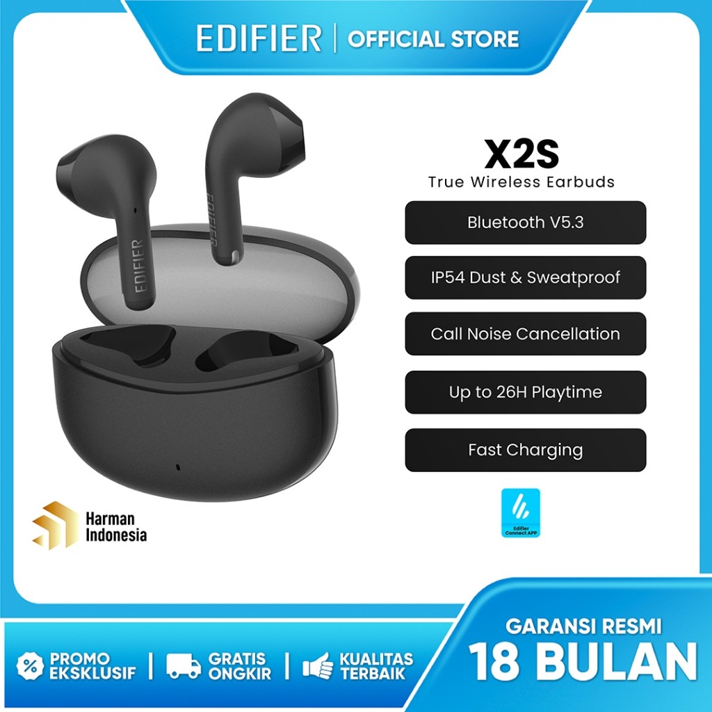 Jual Edifier TWS X2S True Wireless Earbuds IP54 with Call Noise ...