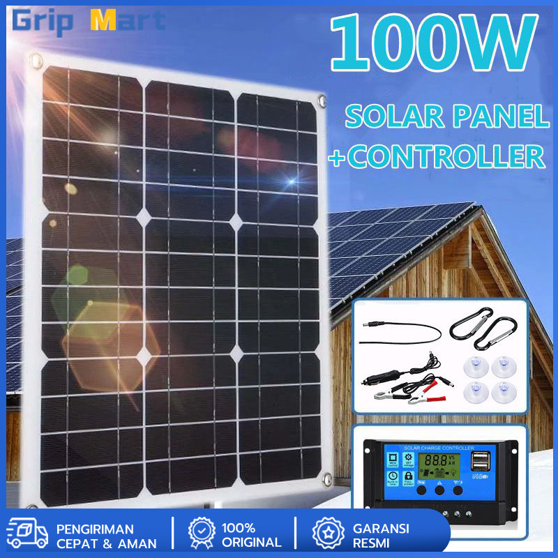 Jual Solar Panel 100W Panel Surya Solar Charge Controller LED Display ...