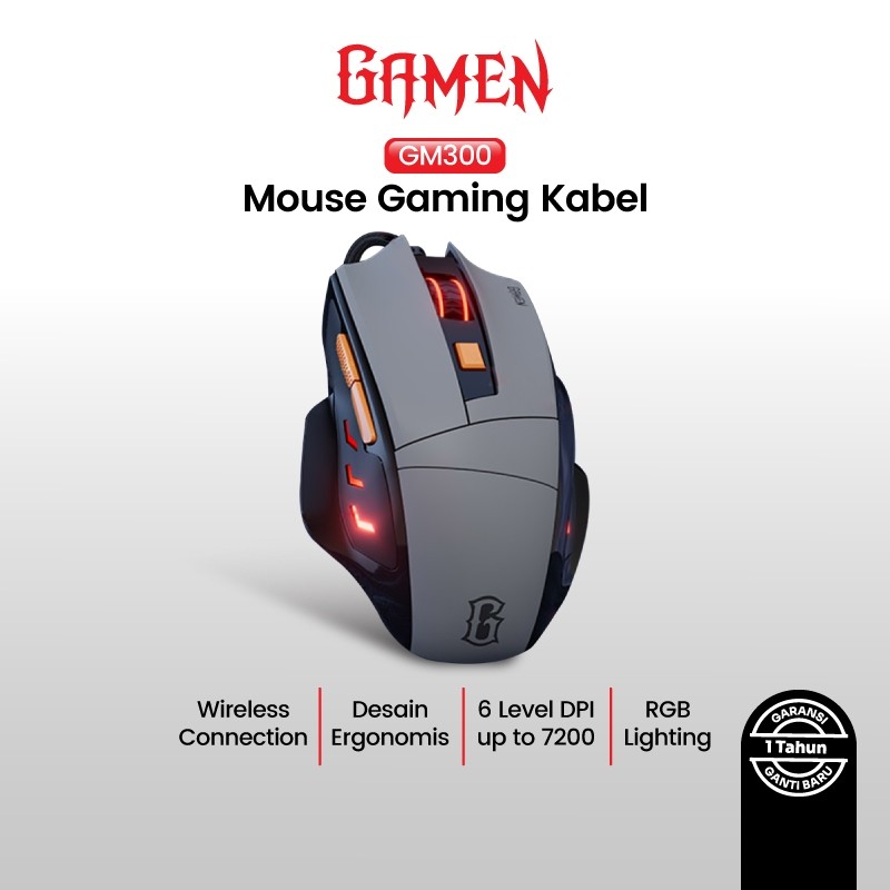 Jual GAMEN Mouse Gaming Kabel 7200 DPI 6 Level DPI GM300 16.8 Juta ...