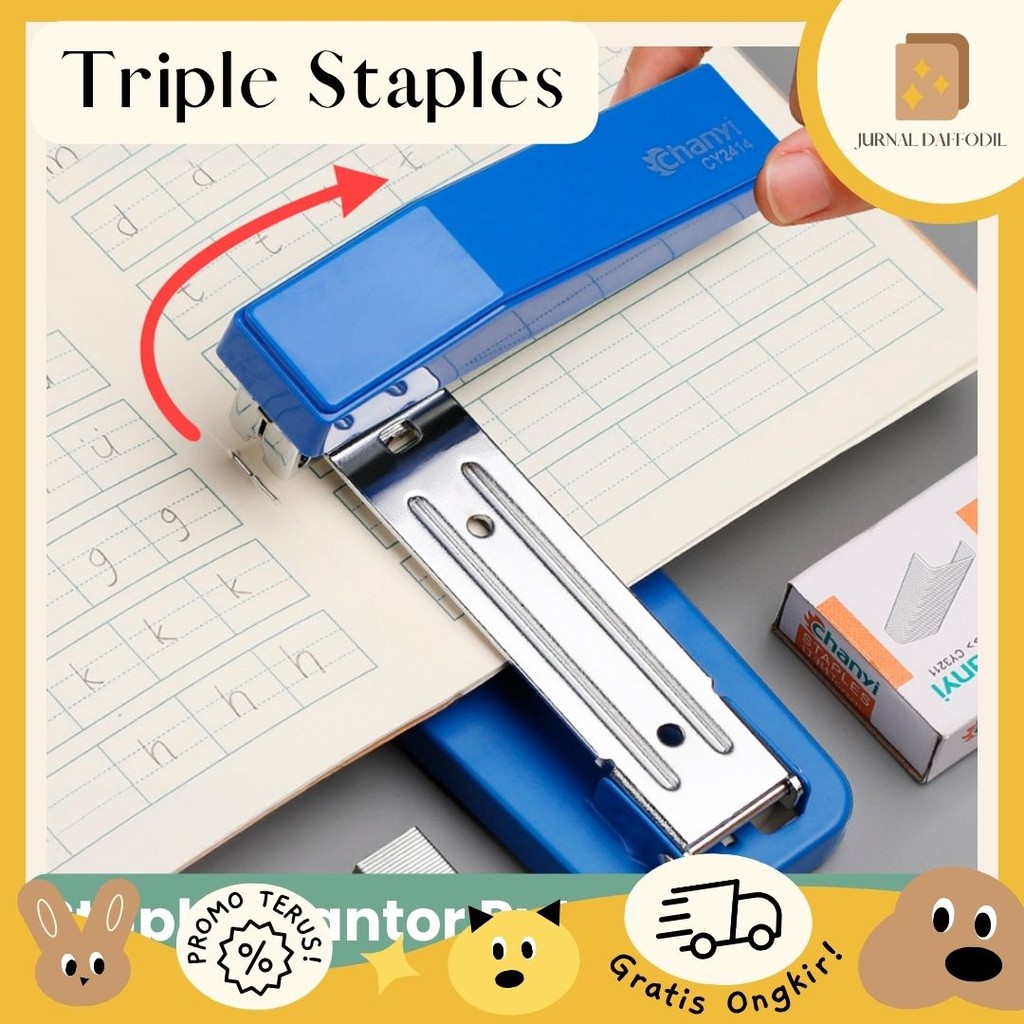 Jual Jurnal Daffodil - Triple Stapler Staples Putar Multifungsi Jepretan Putar Kantor Stapler ...