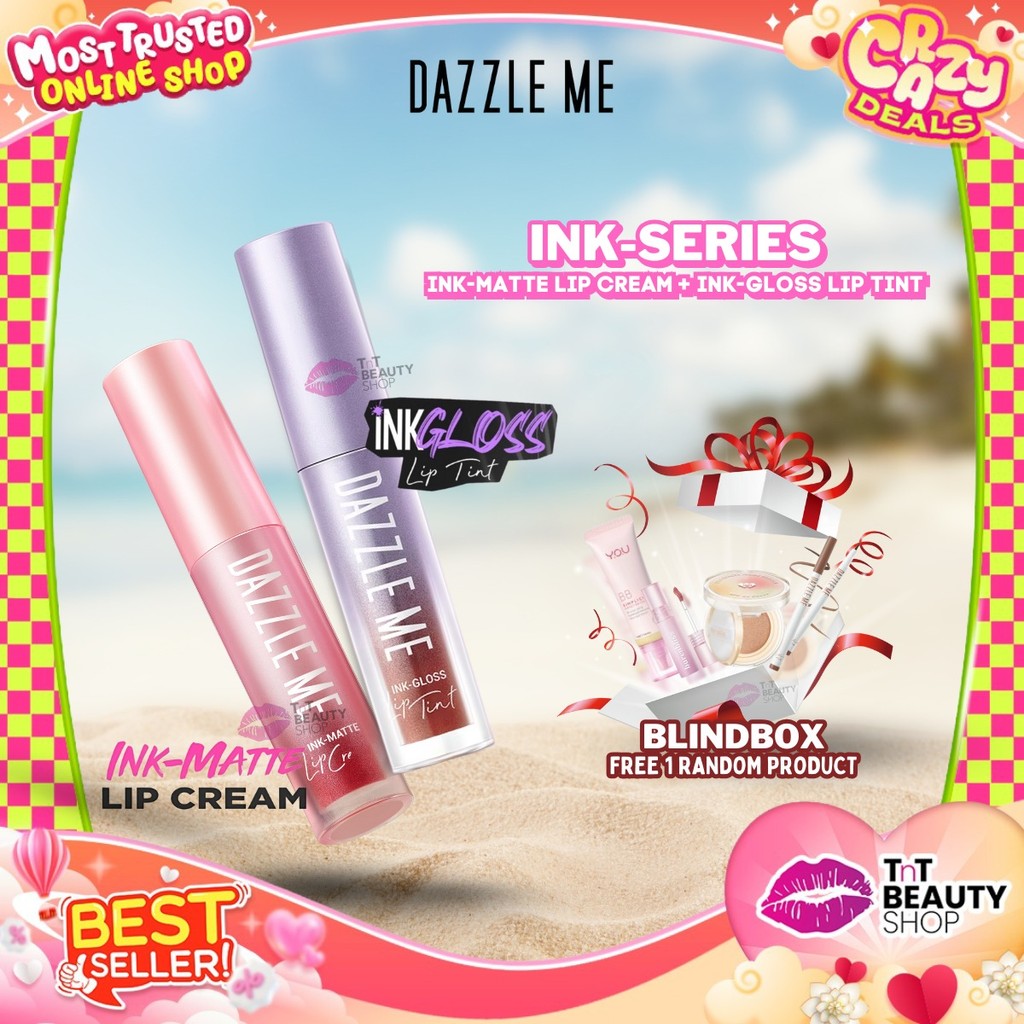 Jual DAZZLE ME Ink-Gloss Lip Gloss Tinted Stain Tint Watery Ink Gel Moist Hydrating | TnT Beauty ...