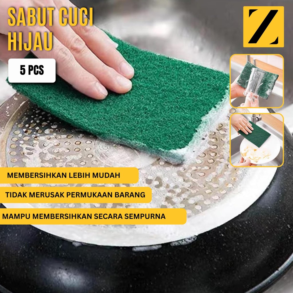Jual 5 PCS Sabut Tapas Hijau Spon Spons Sponge Ijo 10x15 Cuci Piring ...