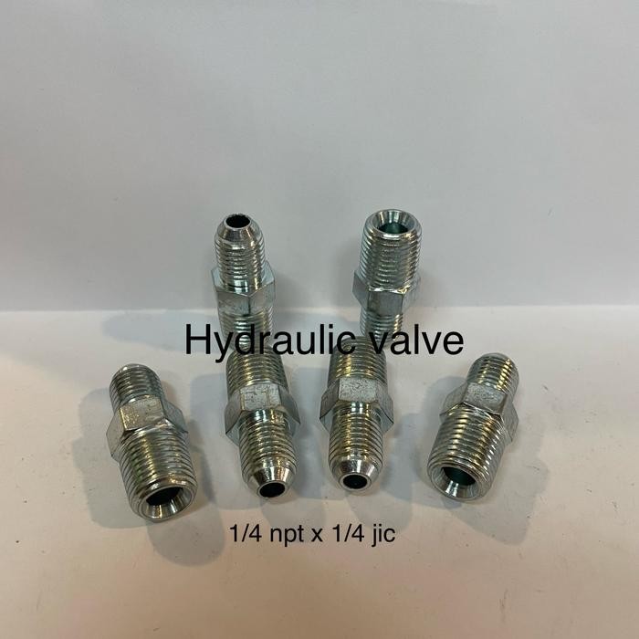 Jual Double nepple hidrolik 1/4 npt X 1/4 jic / dobel nepel npt - jic / hydraulic nipple ...