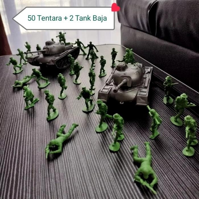 Jual mainan tentara plastik + tank baja figure army men military mainan perang perangan - Putih ...