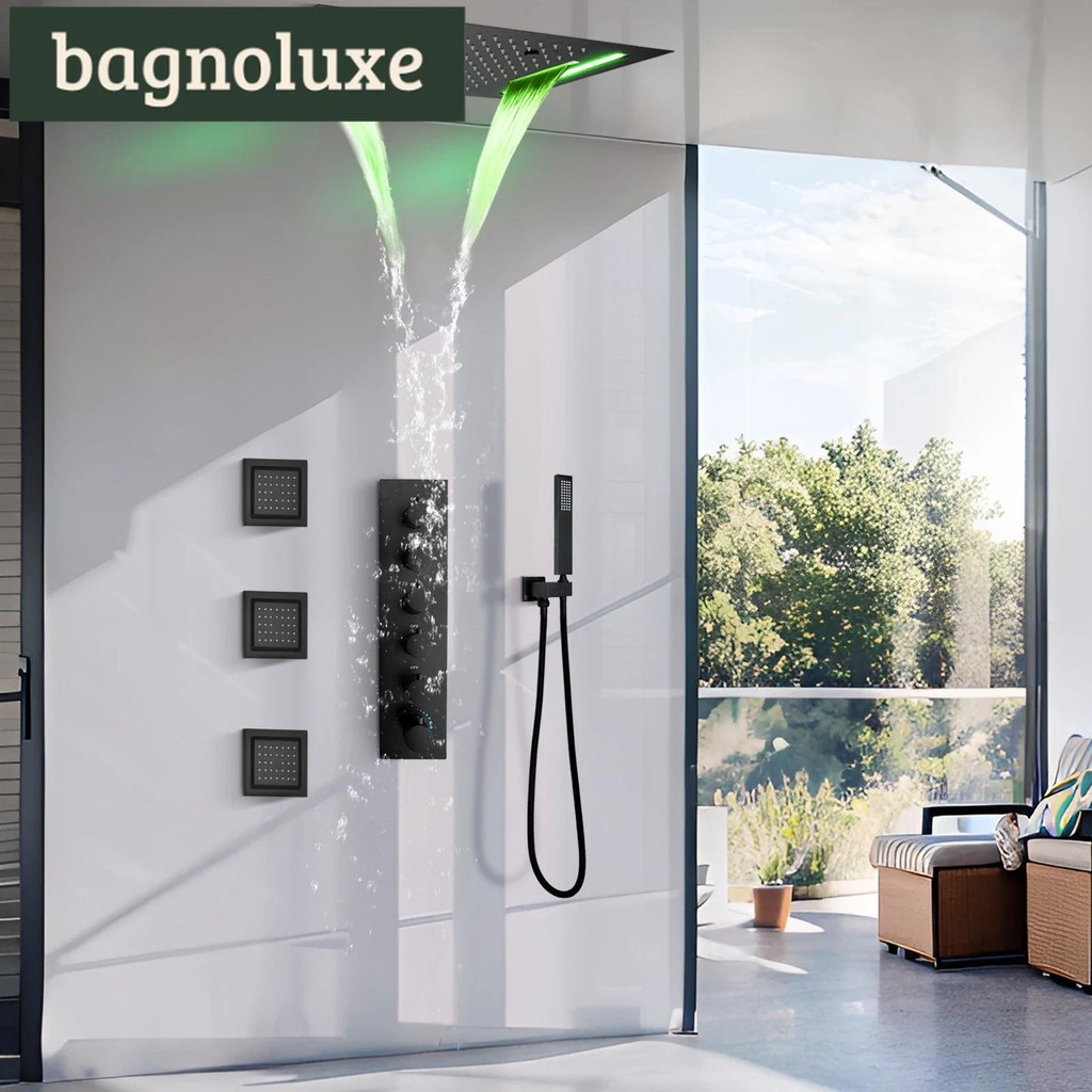 Jual Bathroom LED Rainfall Shower Set 500*360mm Embed Ceiling Rain ...