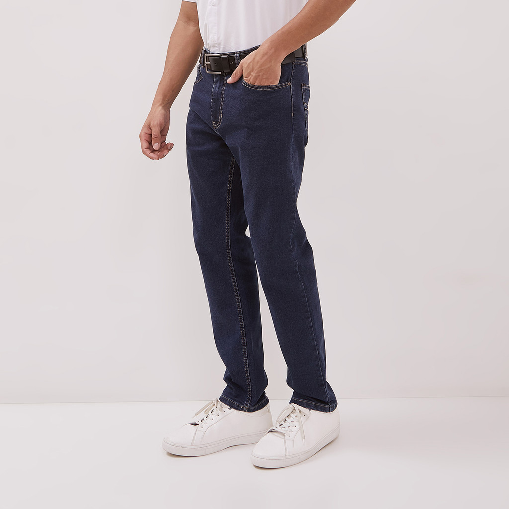 Jual DUST Celana Straight Jeans Baril Medium Dark Blue (DM.3104) | Shopee Indonesia