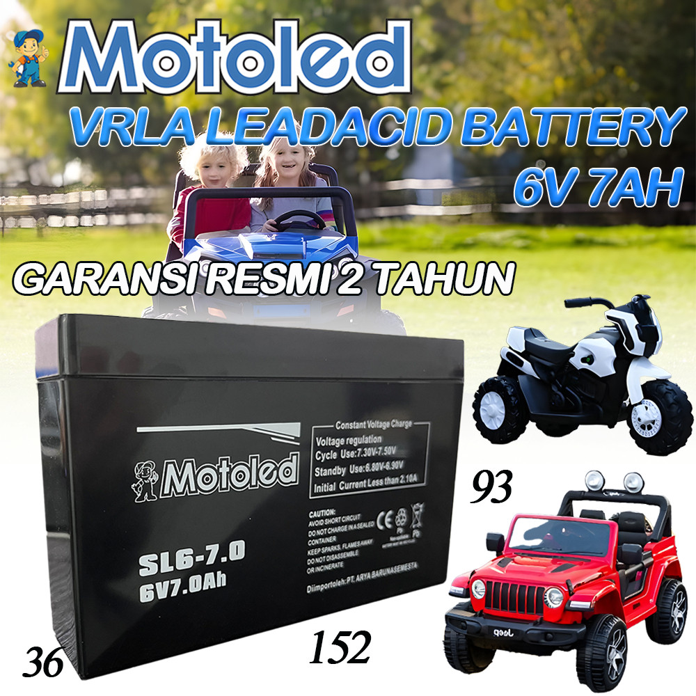 Jual MOTOLED Aki Mobil Mainan 6V7AH （Kemasan tebal） ASLI Aki 6V7AH Aki Kering 6 Volt 7AH Garansi ...