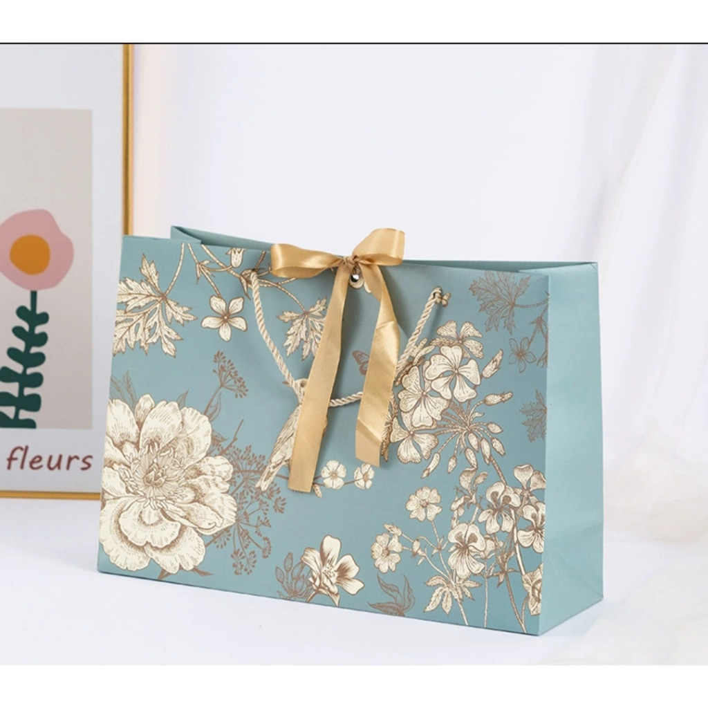 Jual PAPERBAG BIRD BIRU PITA GOLD TAS KADO GOODIE BAG PEMBUNGKUS ...