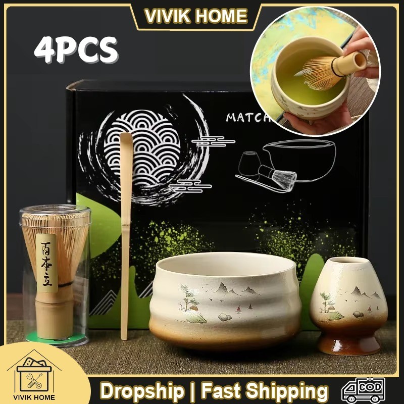 Jual 4Pcs/Set Alat Matcha Making Lengkap Pengaduk Matcha Bambu Hadiah ...