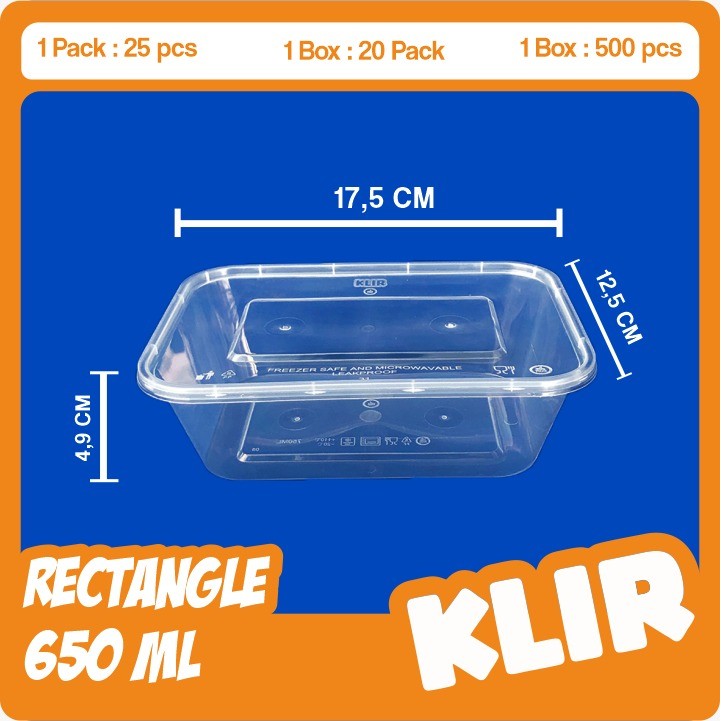 Jual Thinwall Rectangle 650ml (25pcs) - Kotak Makan Plastik Thinwall, Thinwall Persegi, Food ...