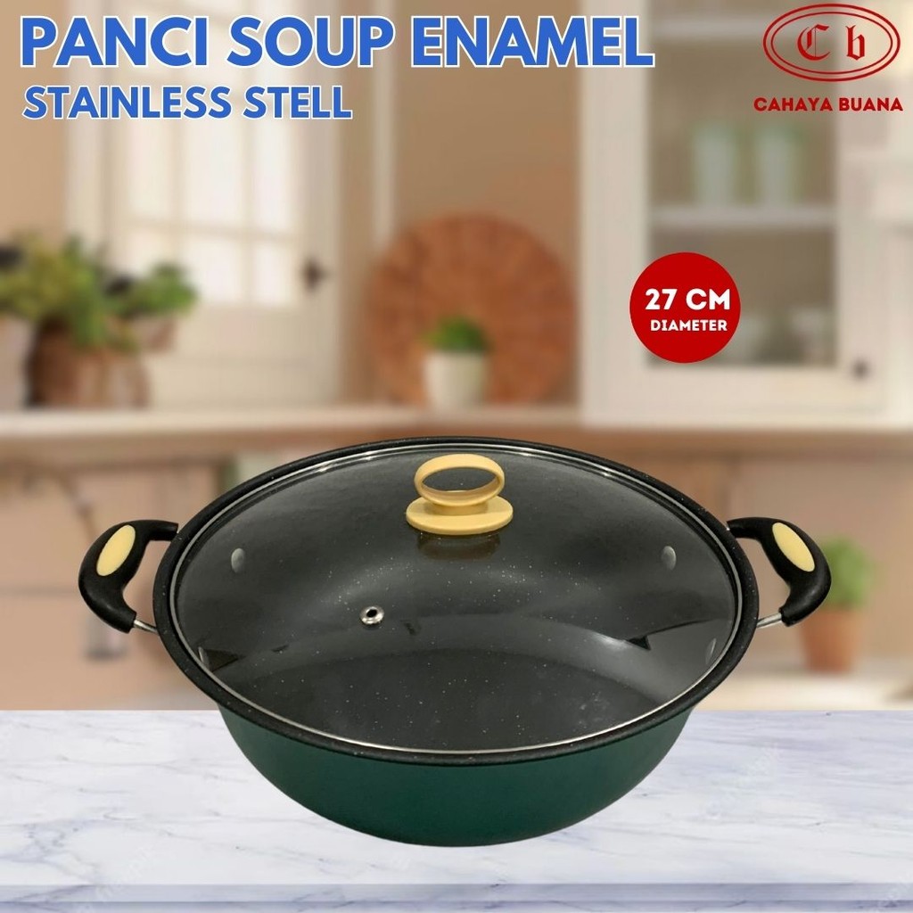 Jual Panci Soup Enamel Hijau Diameter 27 cm / Panci Soup Pot / Panci ...