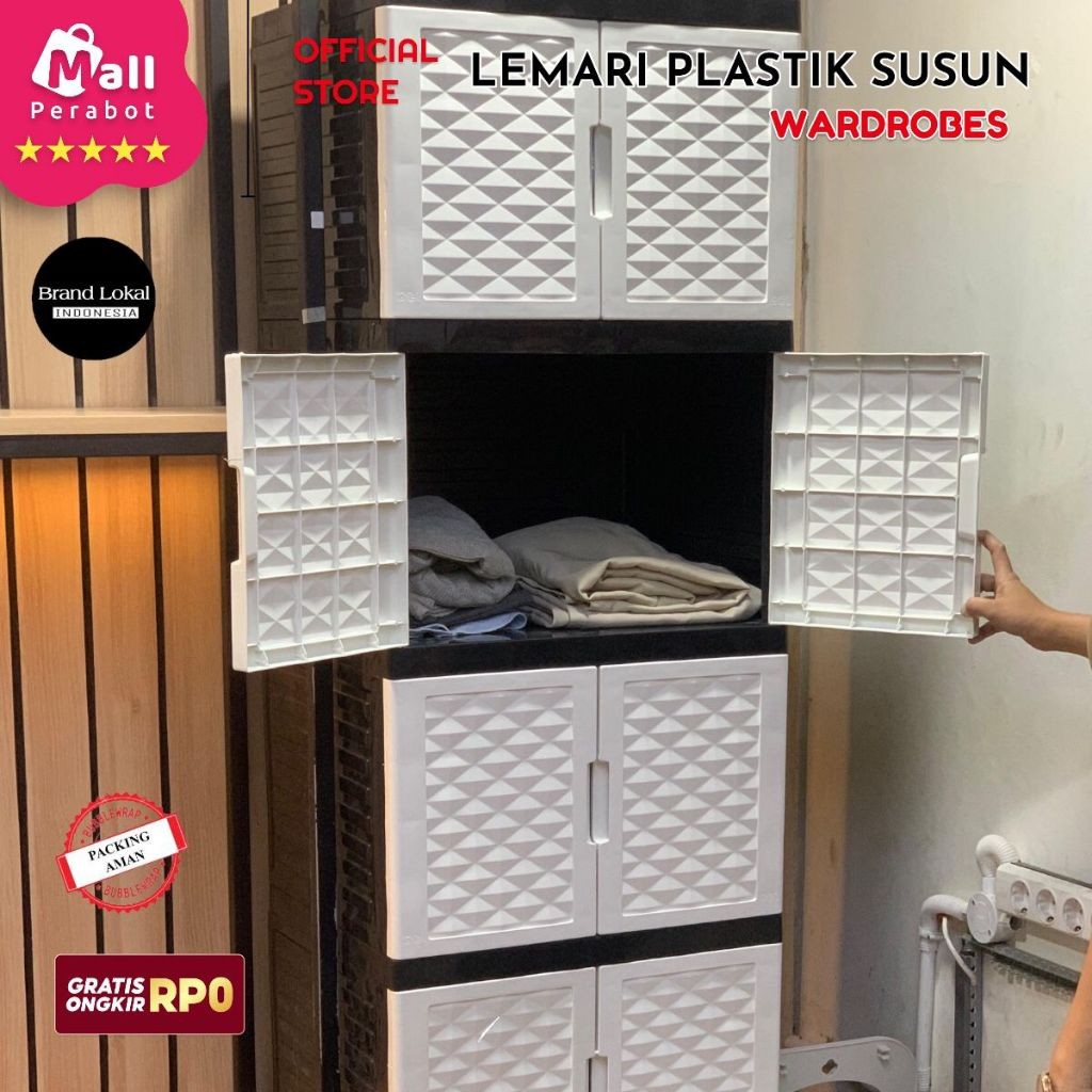 Jual Mall Perabot | Lemari Pakaian 3 / 4 Susun Plastik Persegi | Rak ...