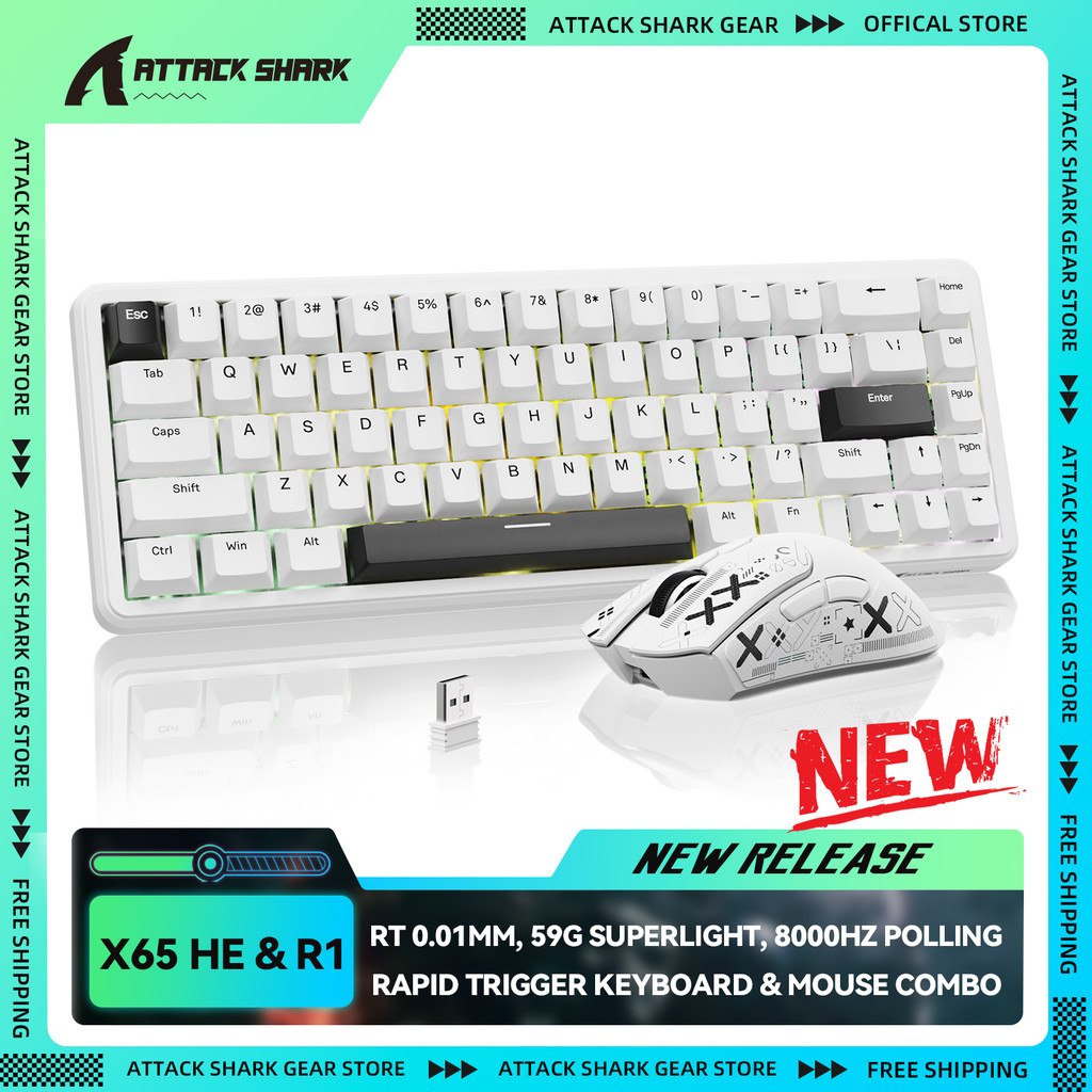 Jual ATTACK SHARK X65 HE & R1 Rapid Trigger Gaming Keyboard & Mouse ...