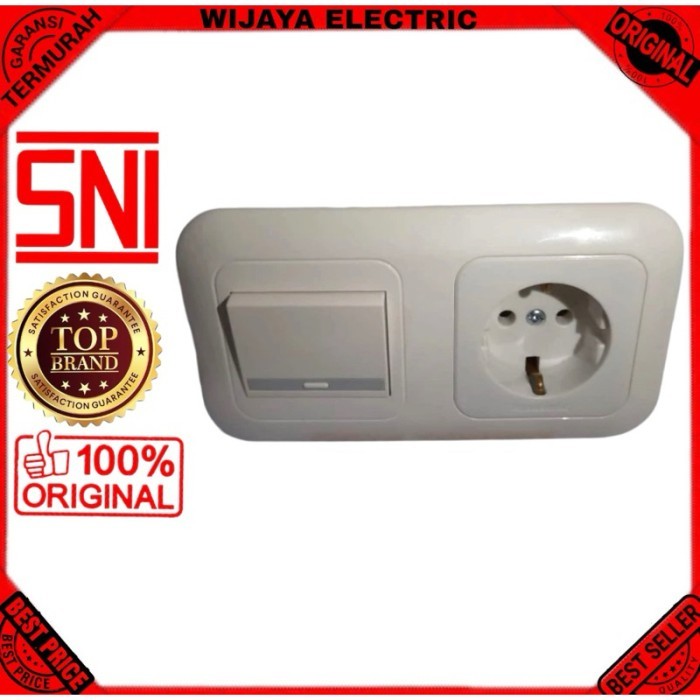 Jual Panasonic stop kontak non cp + saklar single lebar putih WEJ 11312 ...