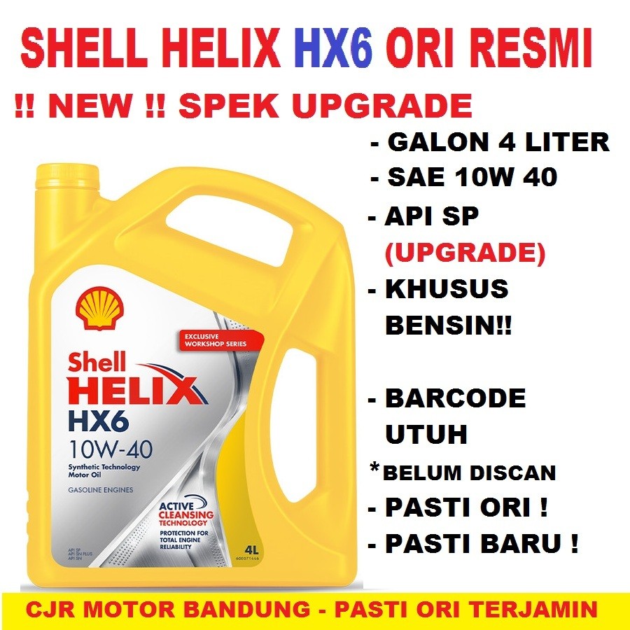 Jual Oli Mobil Shell Helix HX6 10w 40 galon 4L oli full synthetic mobil ...