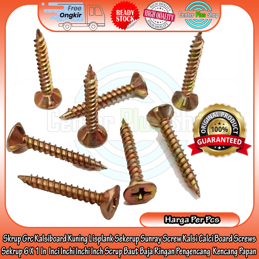 Jual Skrup Grc Kalsiboard Kuning Lisplank Sekerup Sunray Screw Kalsi ...